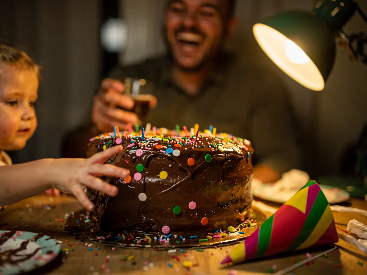 Delicious Chocolate Birthday Cake with Sprinkles | Foodiesfeed AI