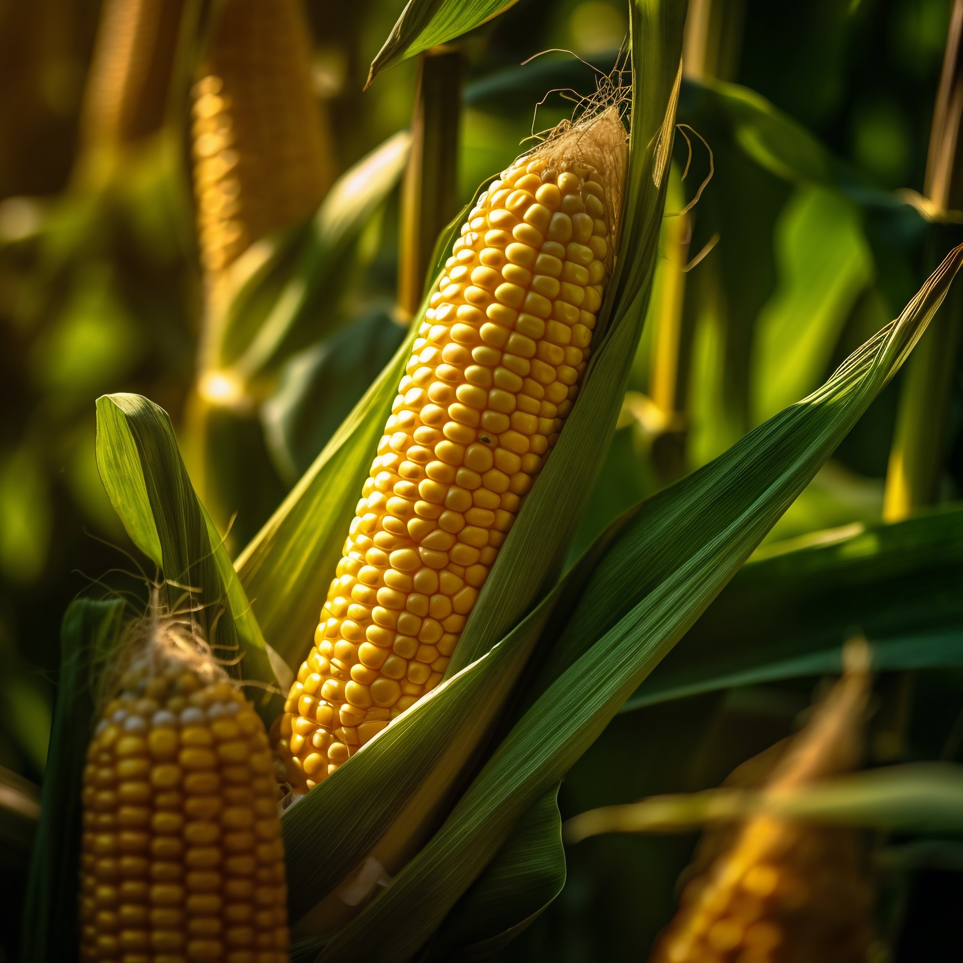 Fresh Sweet Corn on the Cob in Natural Setting | Foodiesfeed AI