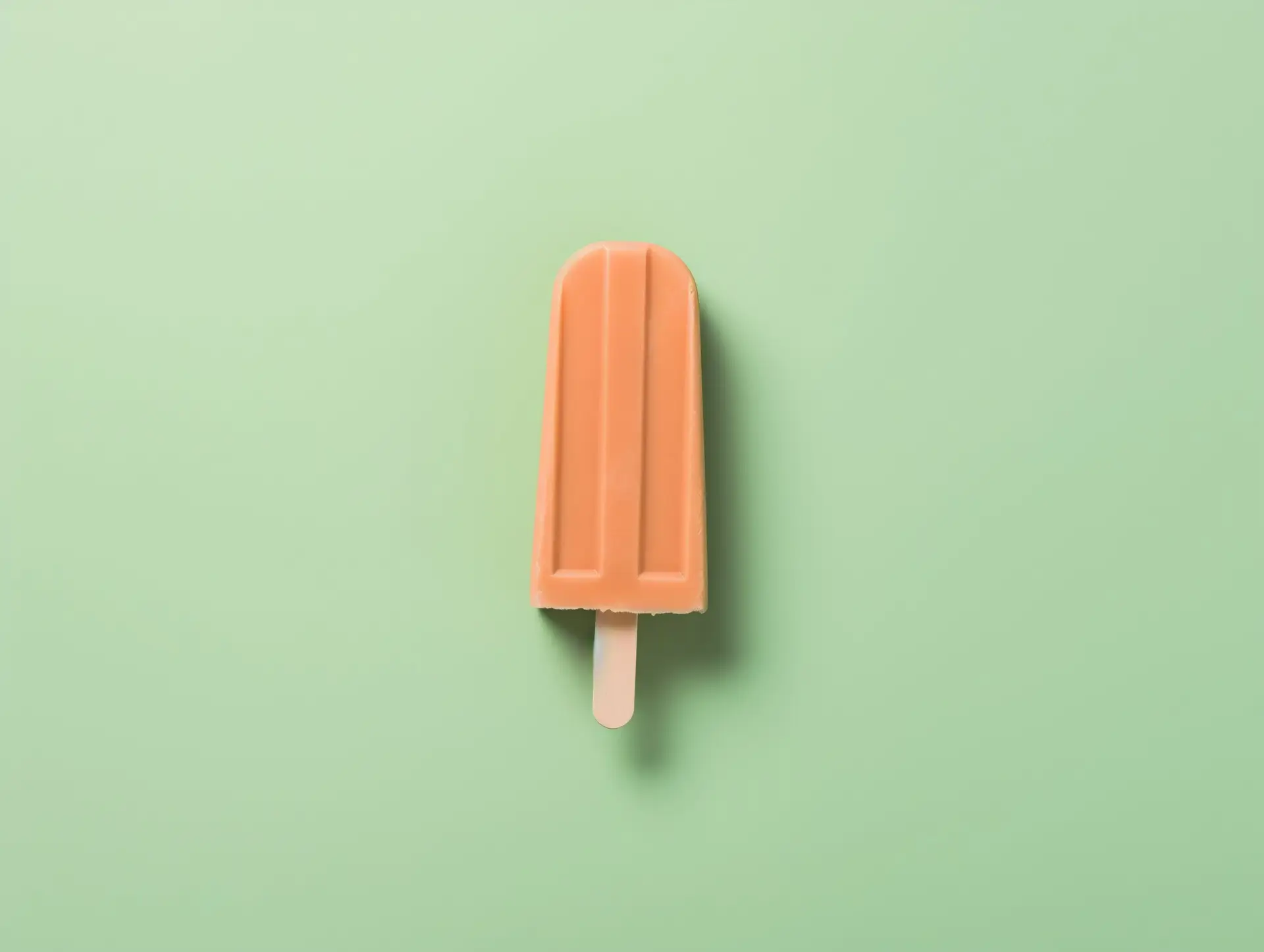 Orange popsicle on green background | Foodiesfeed AI